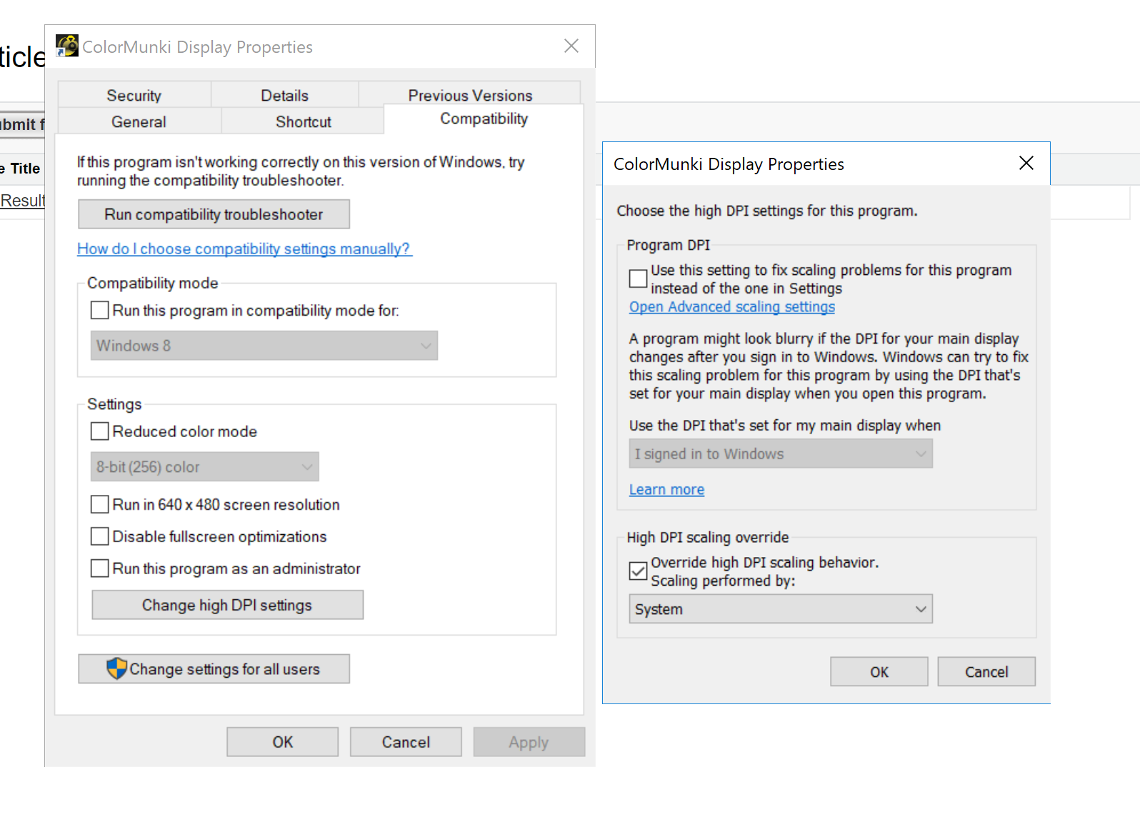 ColorMunki Software GUI Issue on High-DPI Displays Windows 10
